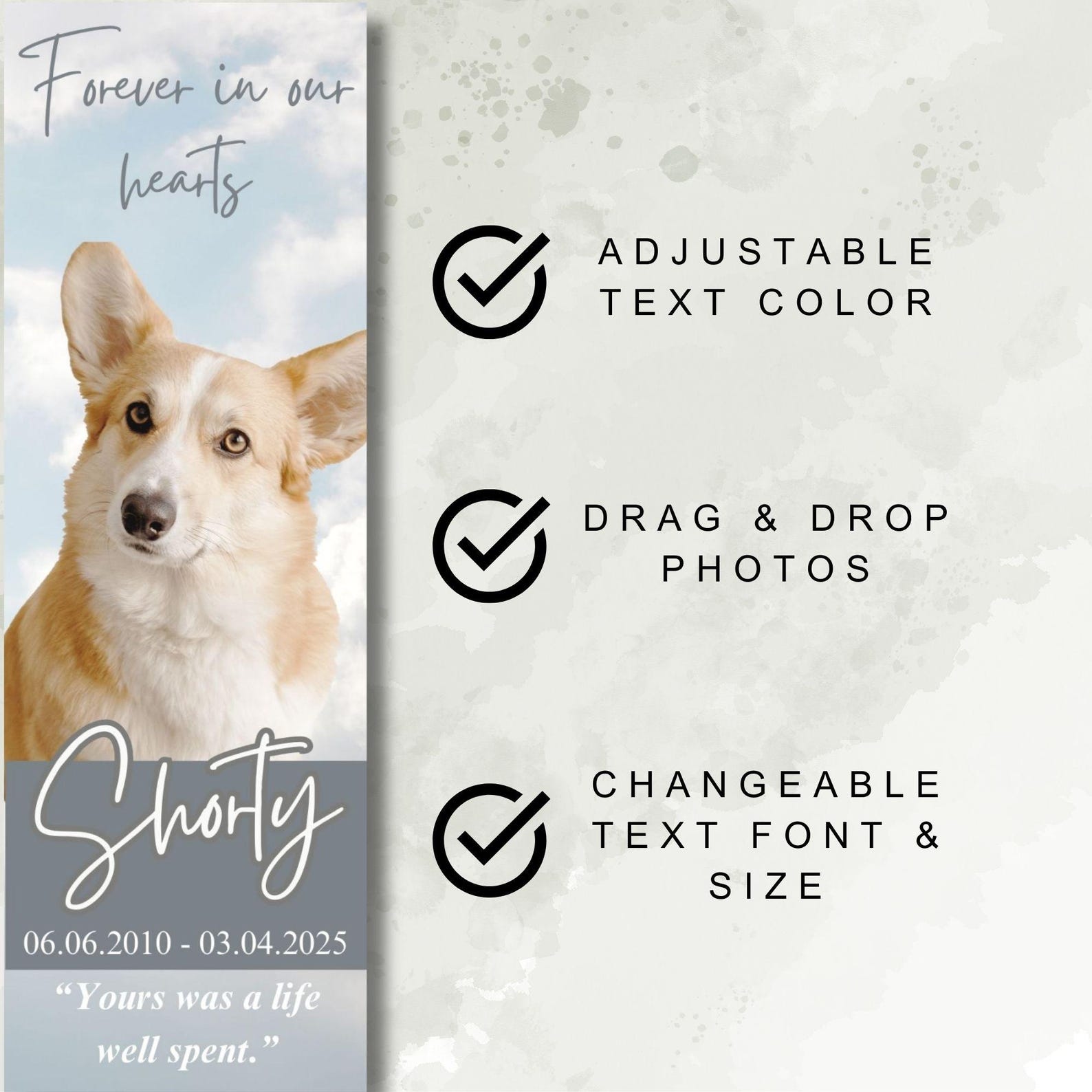 Pet Obituary With Cloud Background Funeral Bookmark for Loss of Pet ...
