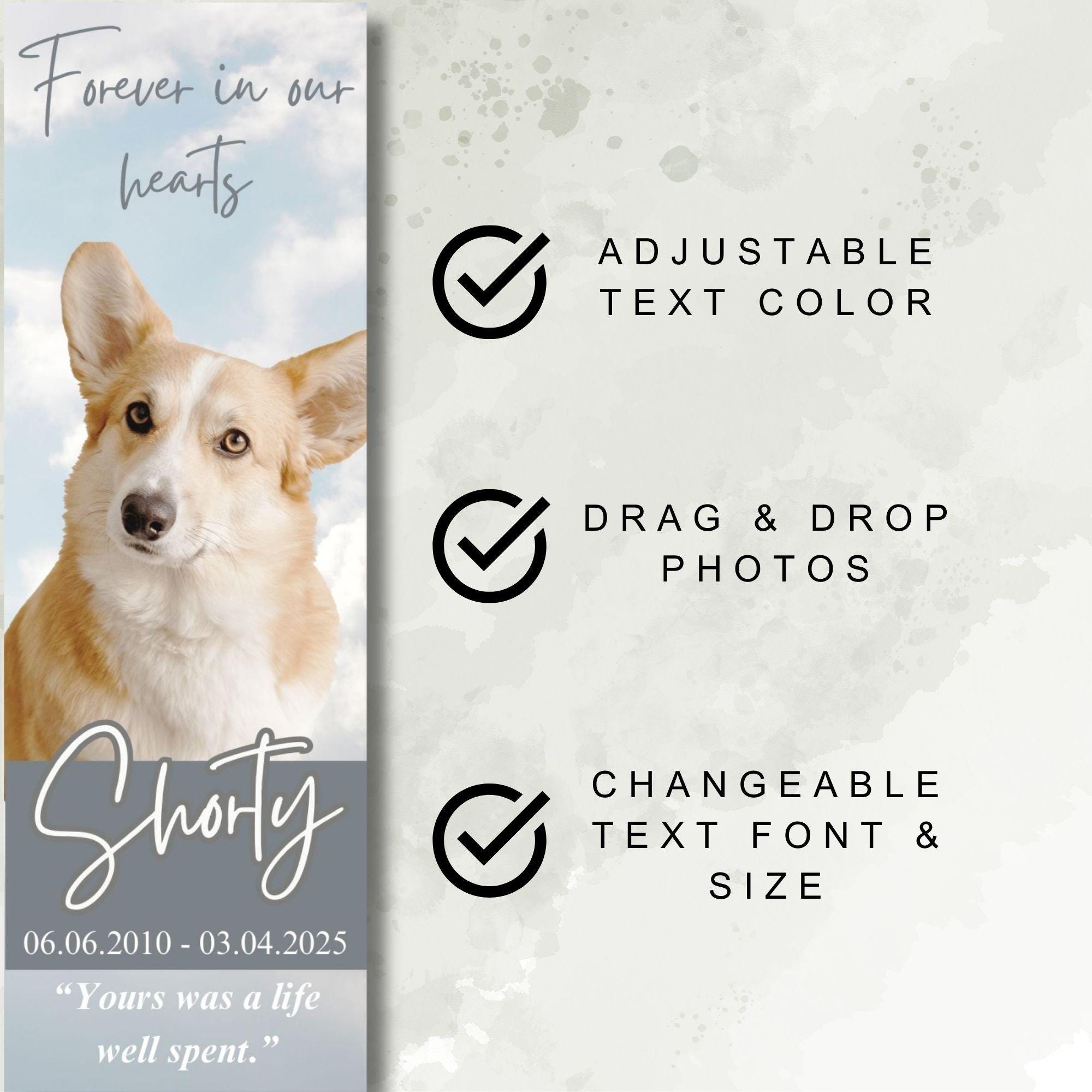 Pet Obituary With Cloud Background Funeral Bookmark for Loss of Pet ...