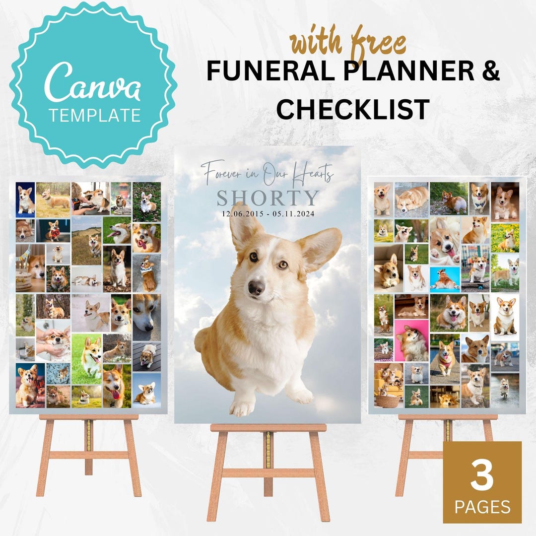 Pet Obituary With Clouds Background Funeral Sign Collage Template ...