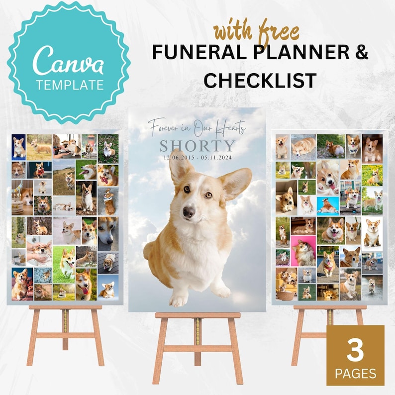 Pet Obituary With Clouds Background Funeral Sign Collage Template ...