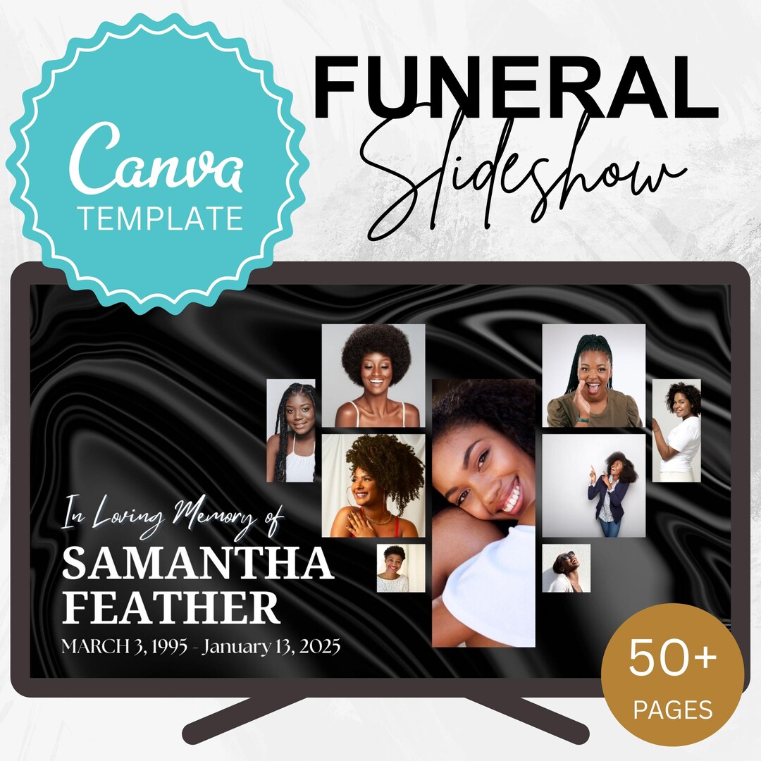 Heart Collage Funeral Slideshow Template With Black Background for Loss ...