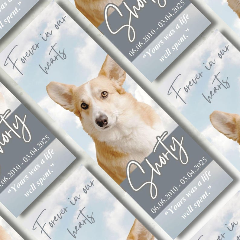 Pet Obituary With Cloud Background Funeral Bookmark for Loss of Pet ...