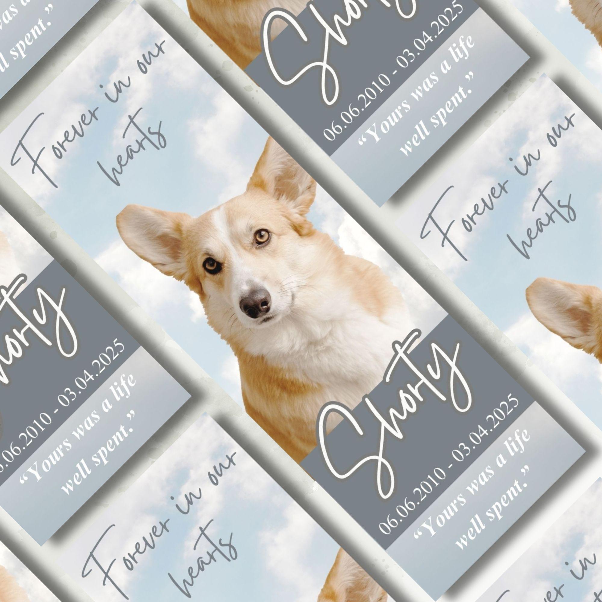 Pet Obituary With Cloud Background Funeral Bookmark for Loss of Pet ...