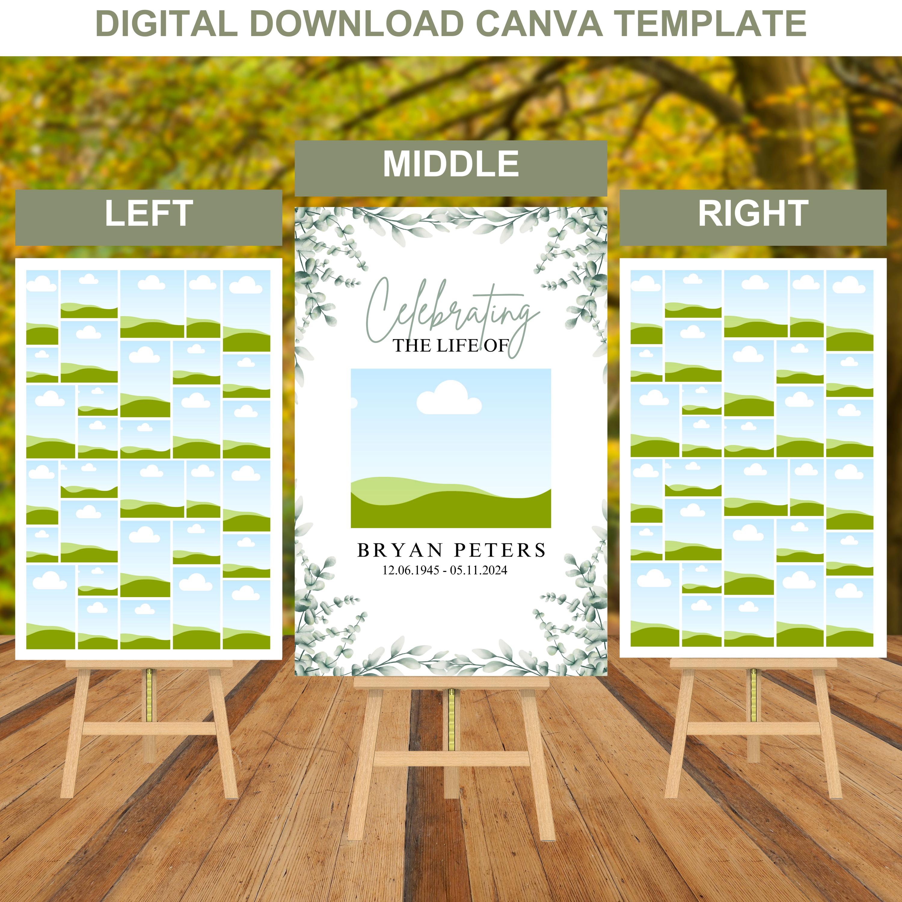 Collage Funeral Memory Board Template - Minimalist Canva Editable ...