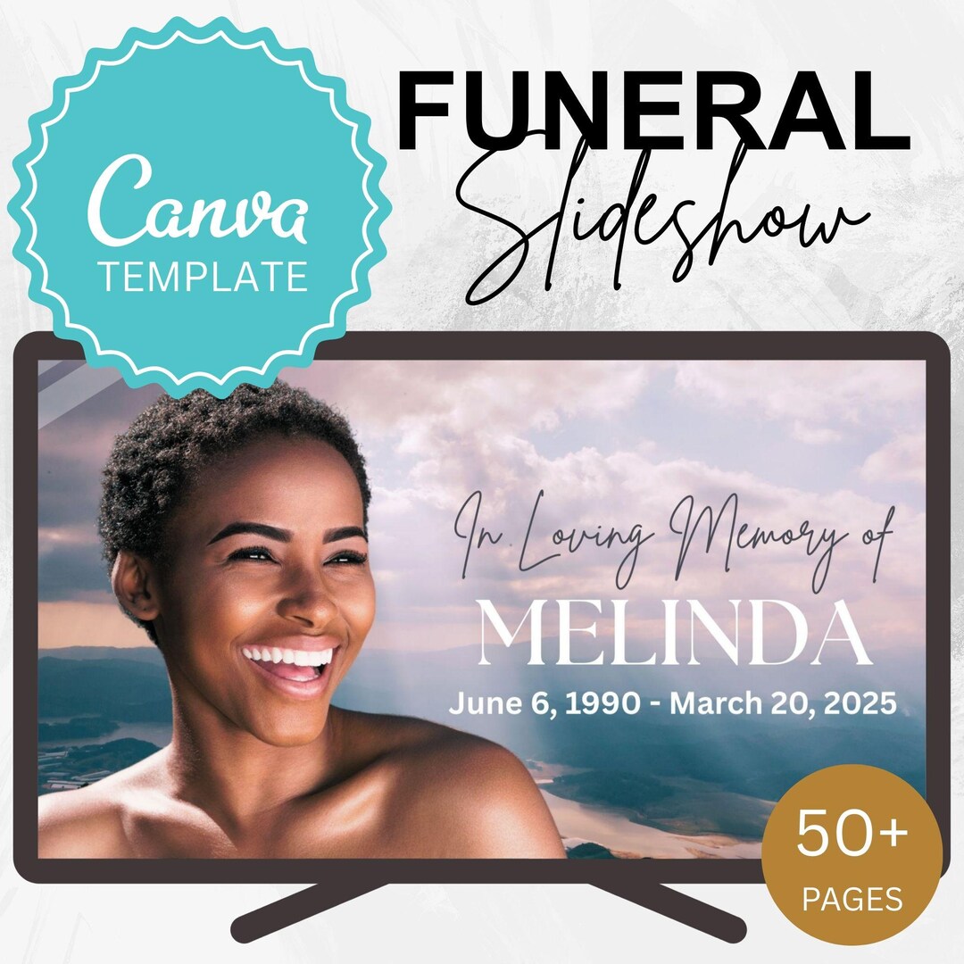 Funeral Slideshow Canva Template With Peaceful Background for Memorial ...