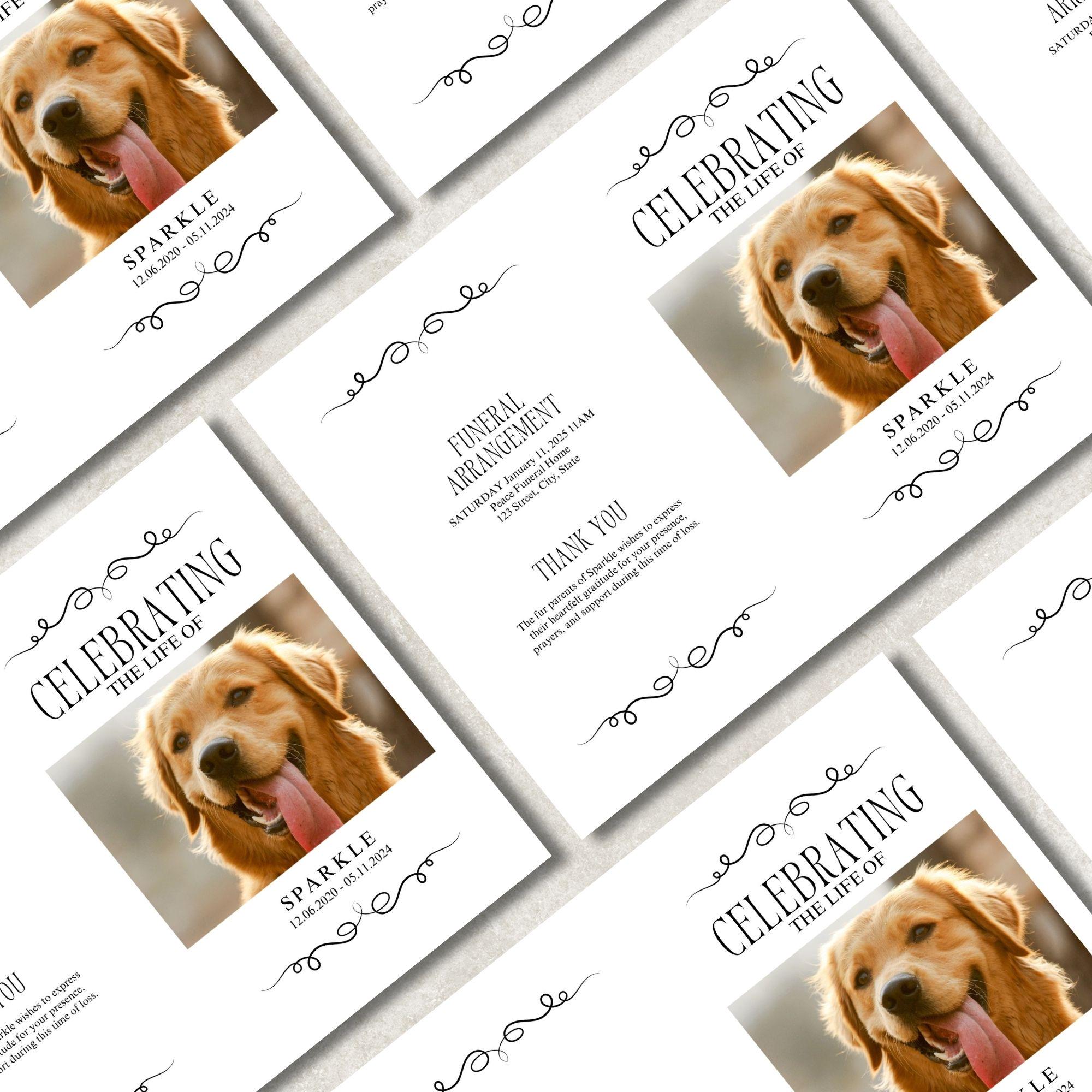 Dog Funeral Program for Loss of Pet 8 Page Memorial Sign – Editable ...
