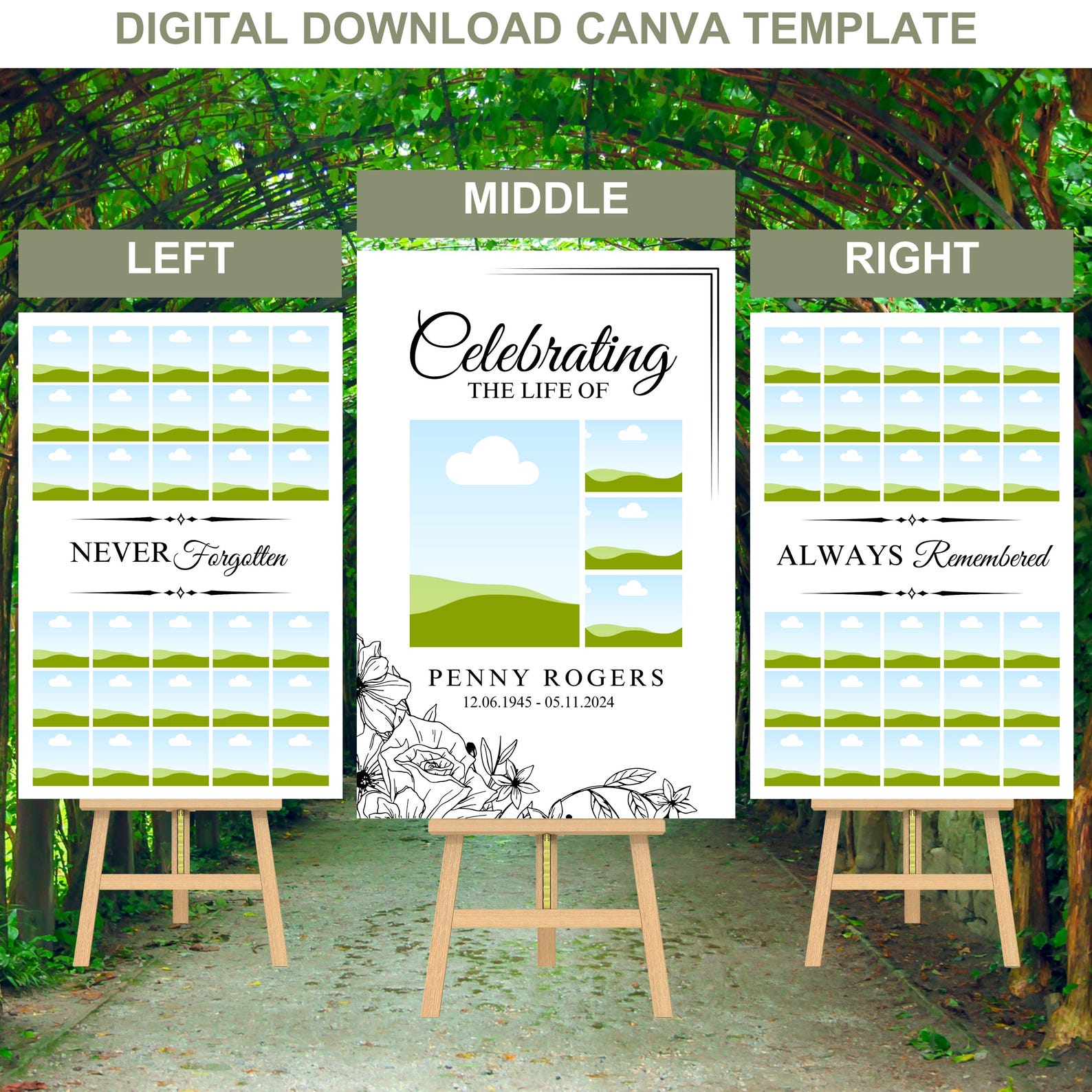 Mom Funeral Photo Collage Template - Canva Editable Template - Etsy