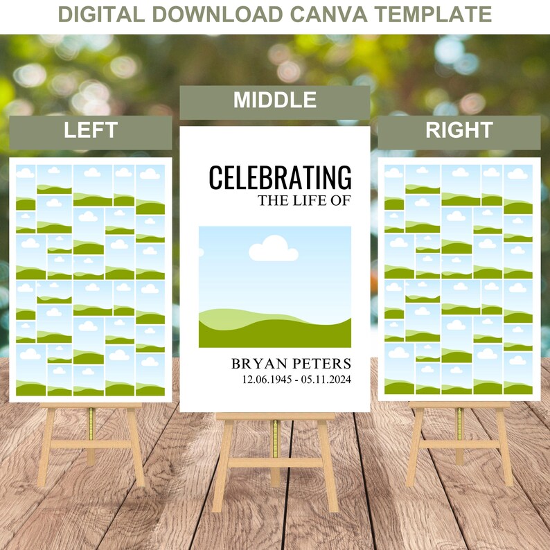 Funeral Memory Board Collage Template - Simple Canva Editable Poster - Etsy