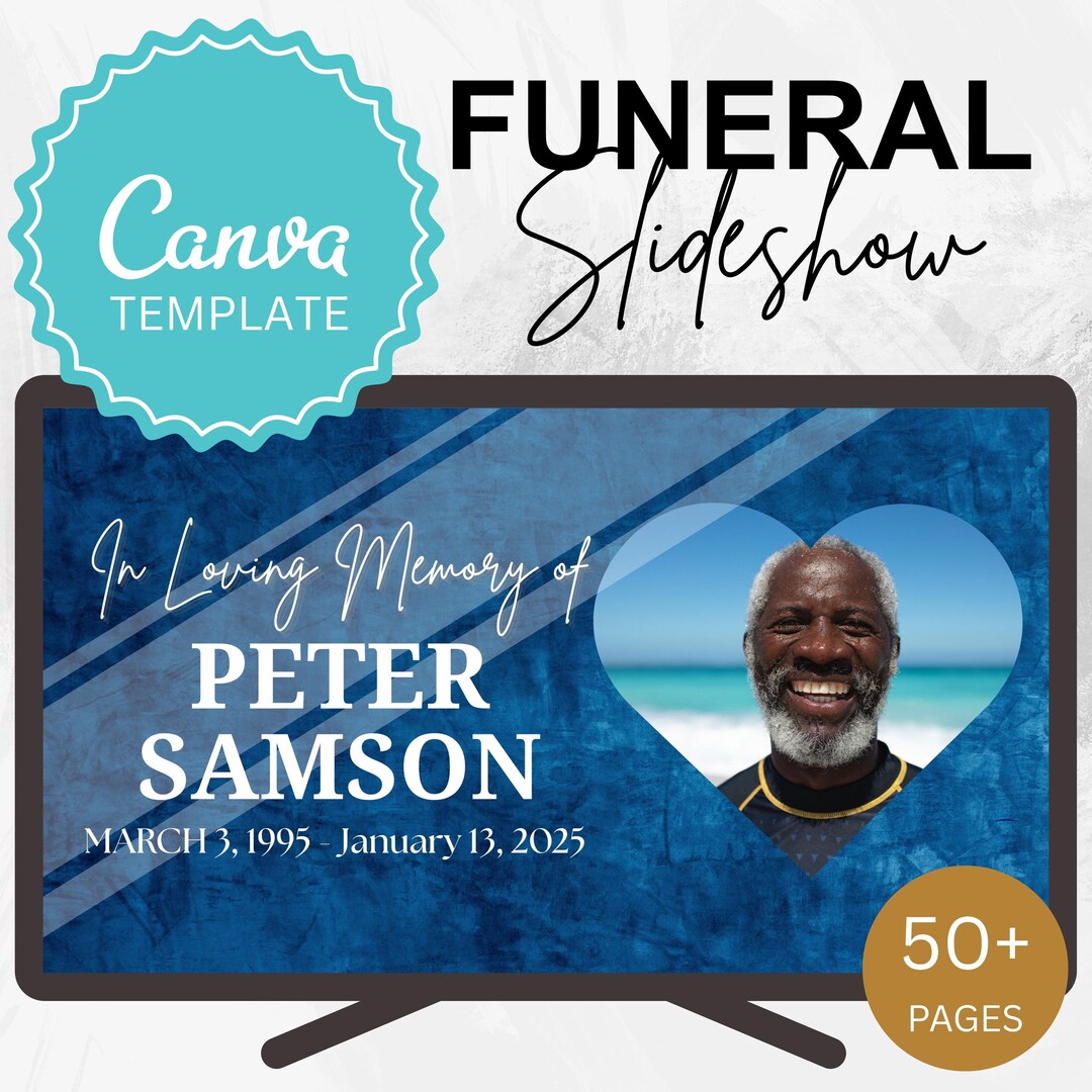Blue Funeral Slideshow Template With Music Memorial Tribute – Masculine ...