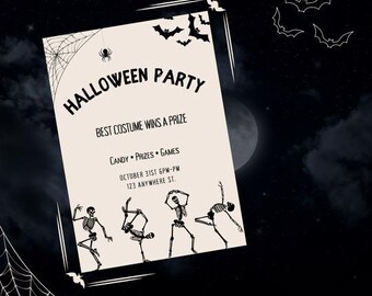 Skeleton Halloween Party Invitation - Etsy