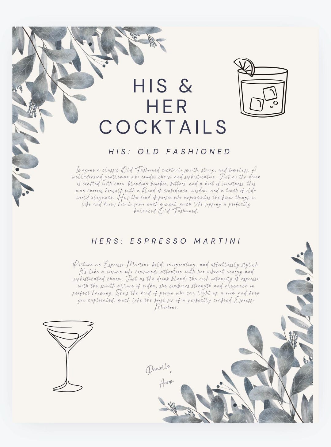 Wedding Bar Menu Template - Etsy