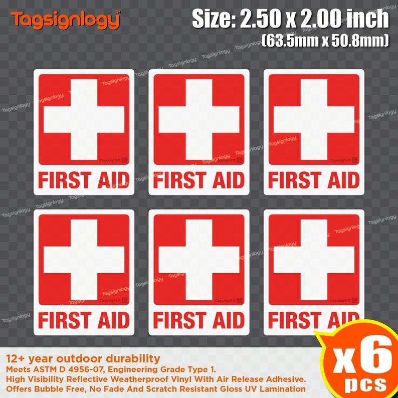 First AID *reflective* UV Weatherproof Vinyl Stickers | High Visibility ...