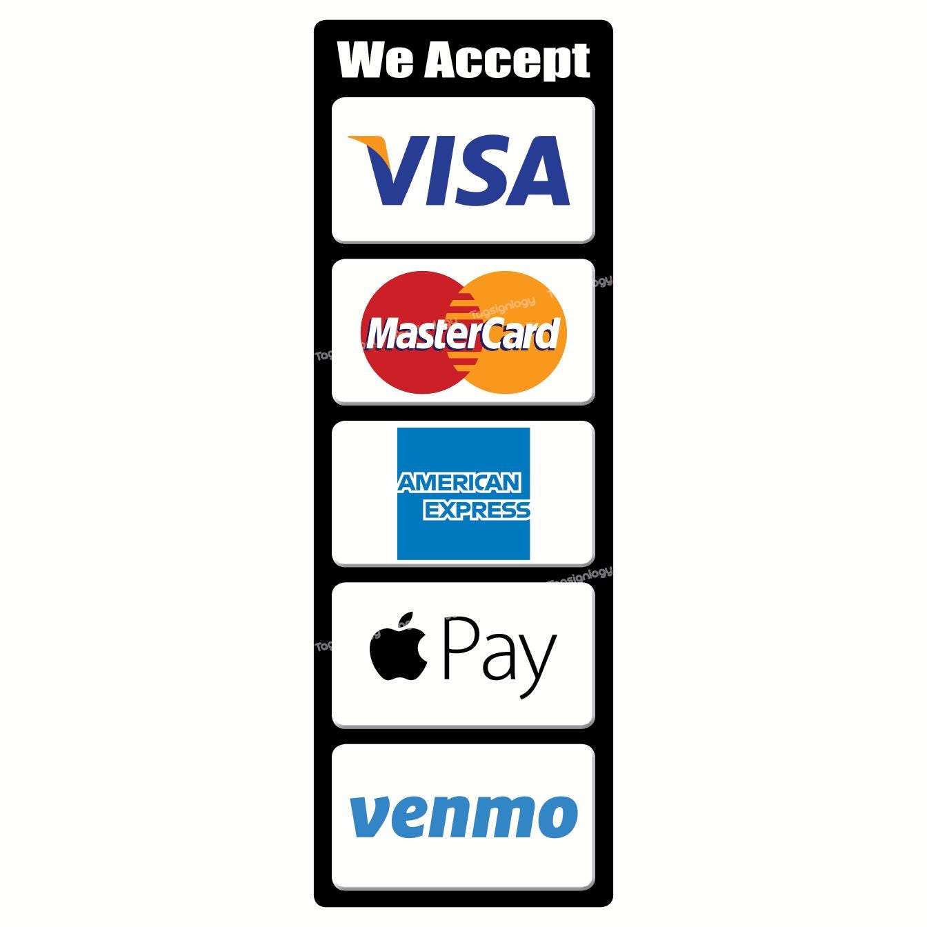 We Accept Credit Card Mobile Payment Sign Waterproof Sticker ...