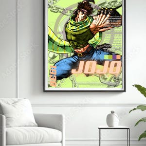 Joseph Joestar Poster Battle Tendency Anime Art Print Aztec Pillar Men ...