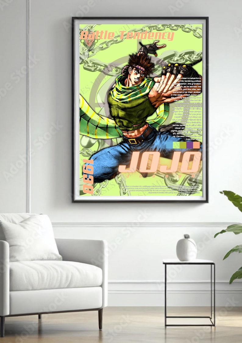 Joseph Joestar Poster Battle Tendency Anime Art Print Aztec Pillar Men ...