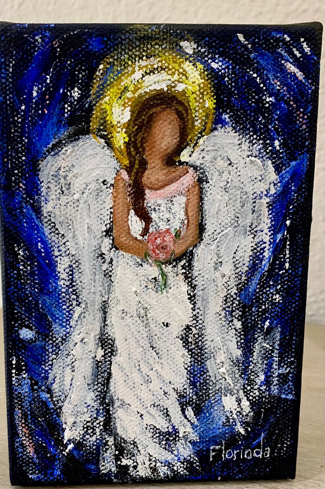 Original Angel Painting With a Scripture, Abstract Acrylic on Canvas ...