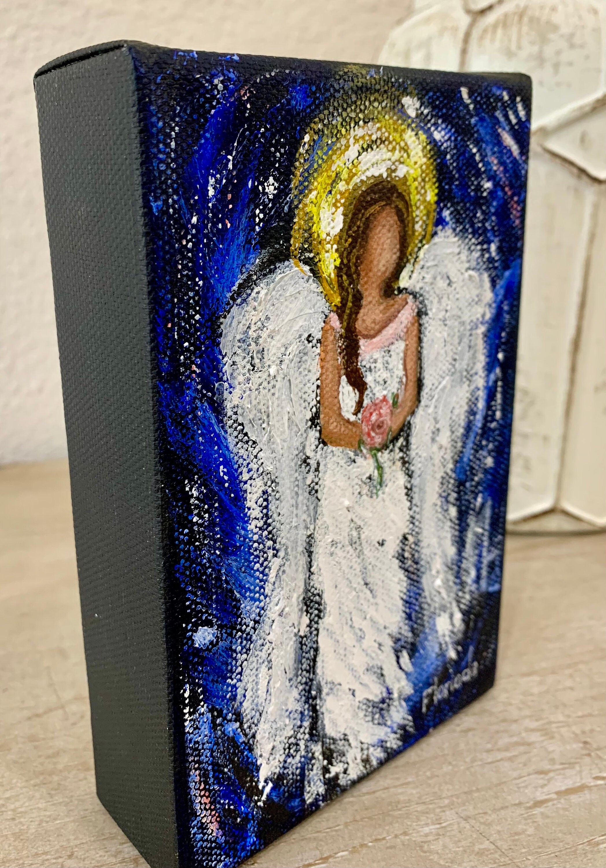 Original Angel Painting With a Scripture, Abstract Acrylic on Canvas ...