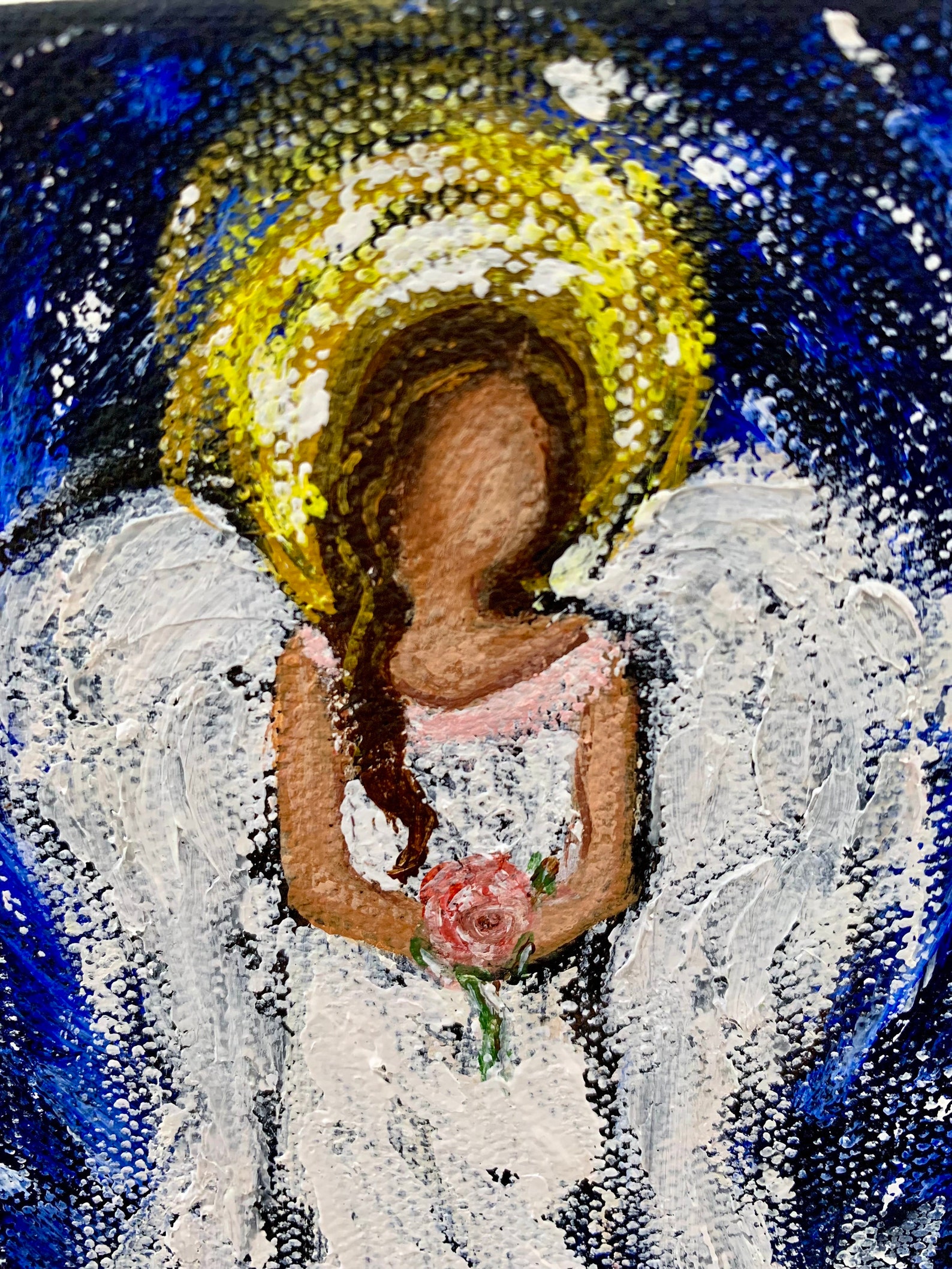 Original Angel Painting With a Scripture, Abstract Acrylic on Canvas ...