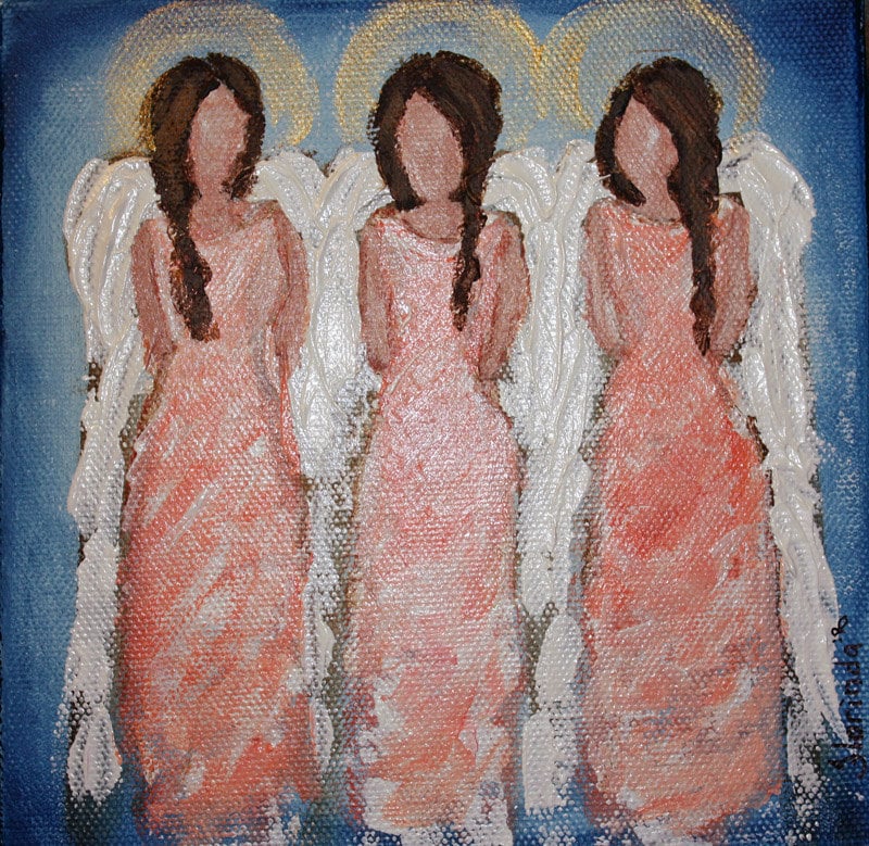 3 Angels Painting, Original Painting Small Art by Florinda - Etsy