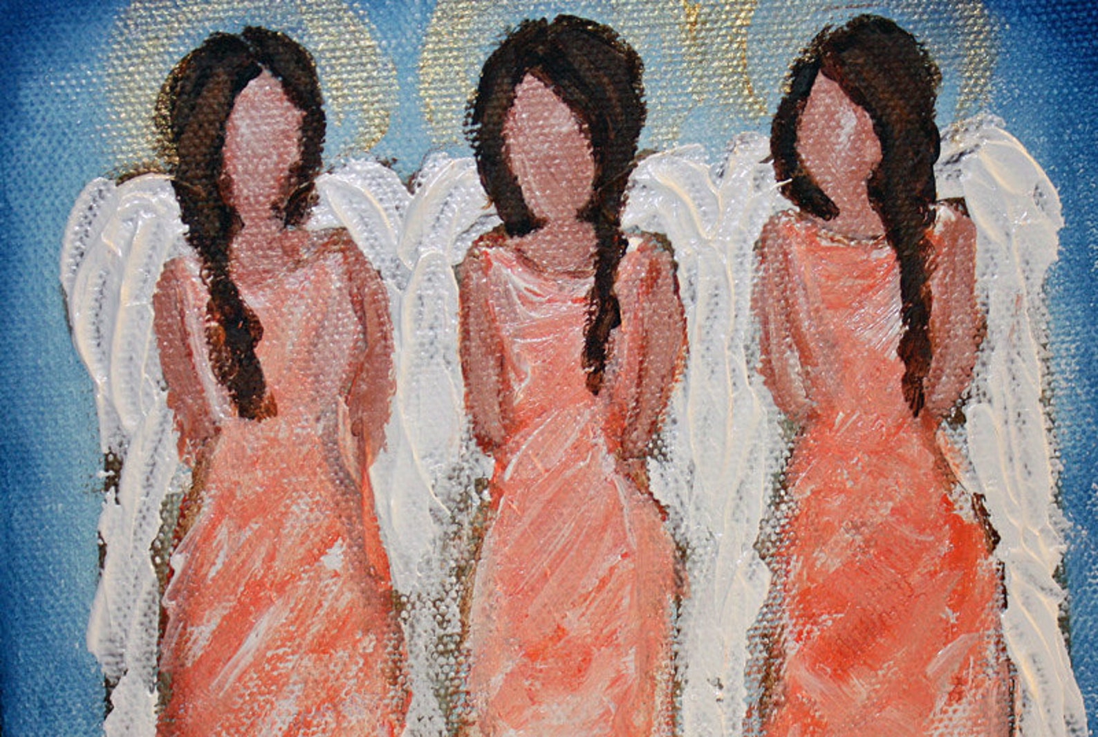3 Angels Painting, Original Painting Small Art by Florinda - Etsy