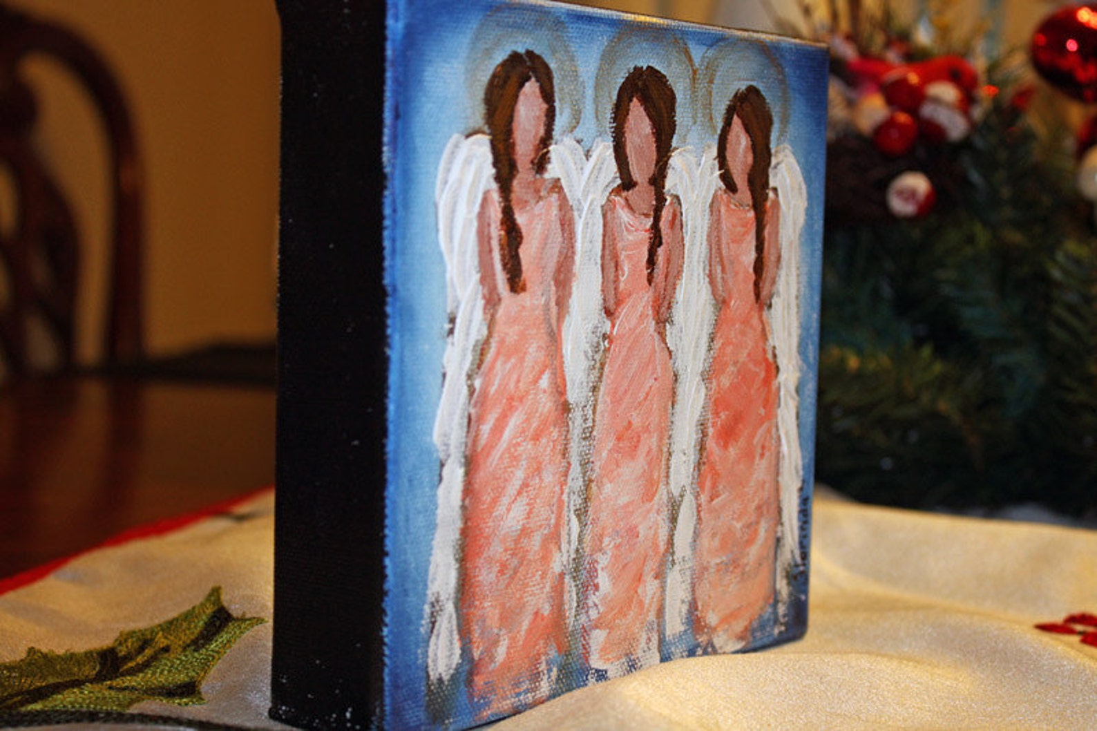 3 Angels Painting, Original Painting Small Art by Florinda - Etsy