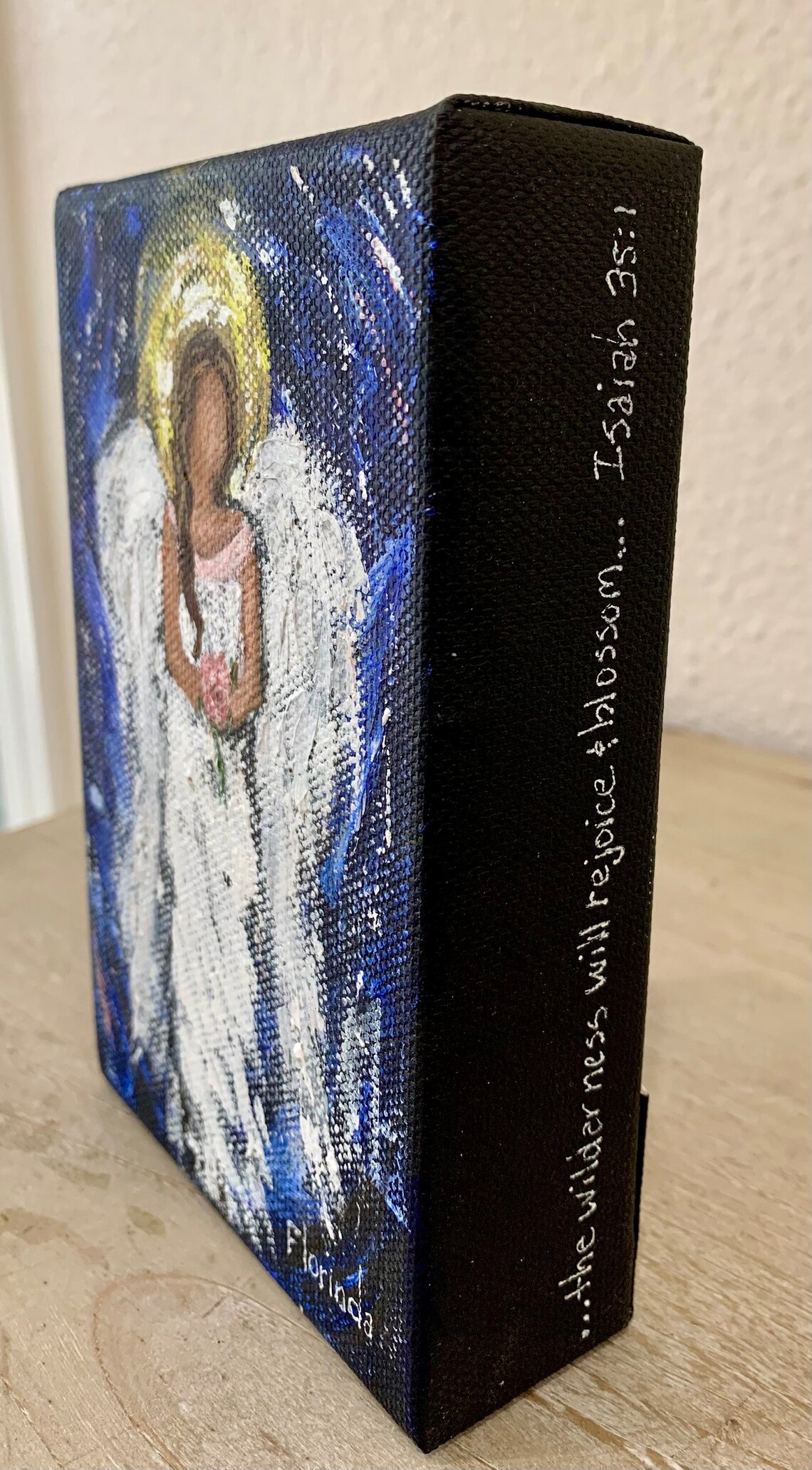 Original Angel Painting With a Scripture, Abstract Acrylic on Canvas ...