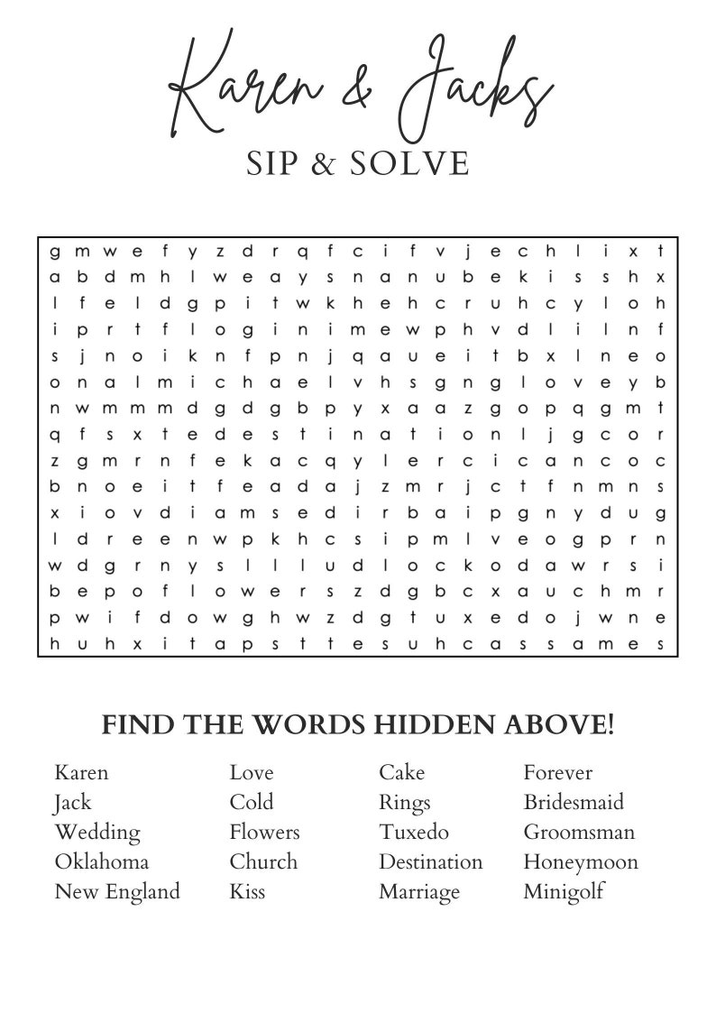 Custom Event Word Search - Etsy