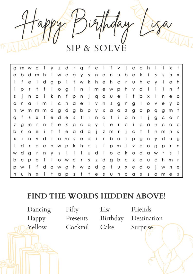 Custom Event Word Search - Etsy