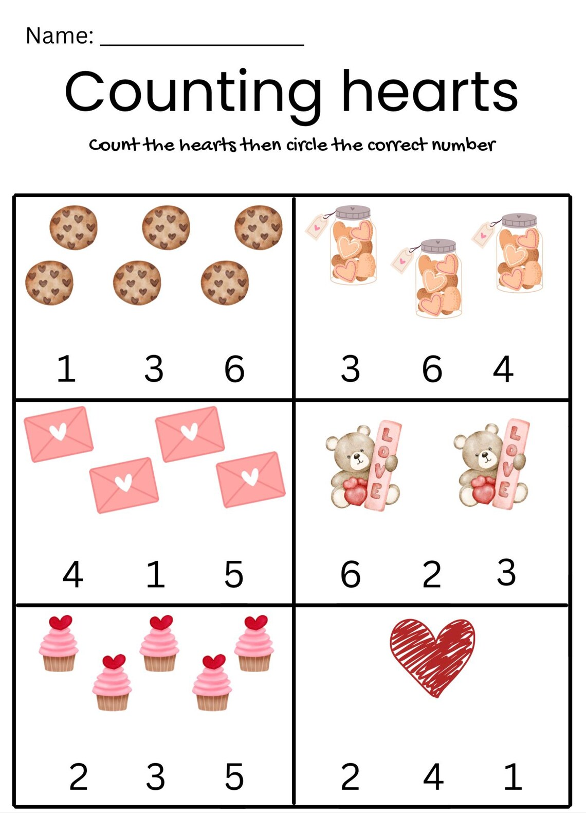 Valentine's Day Worksheet or Craft Count the Hearts and Then Circle the ...
