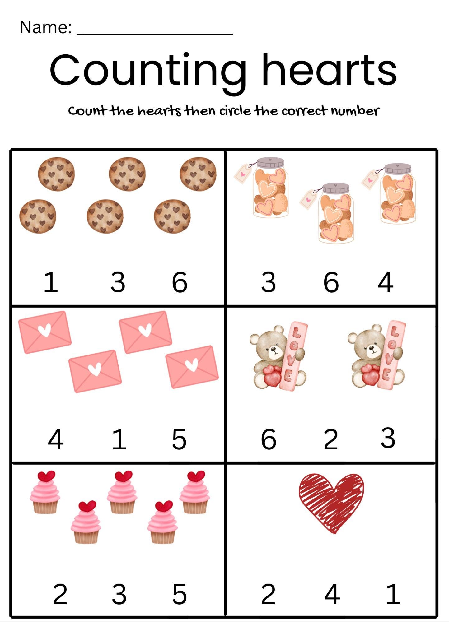 Valentine's Day Worksheet or Craft Count the Hearts and Then Circle the ...