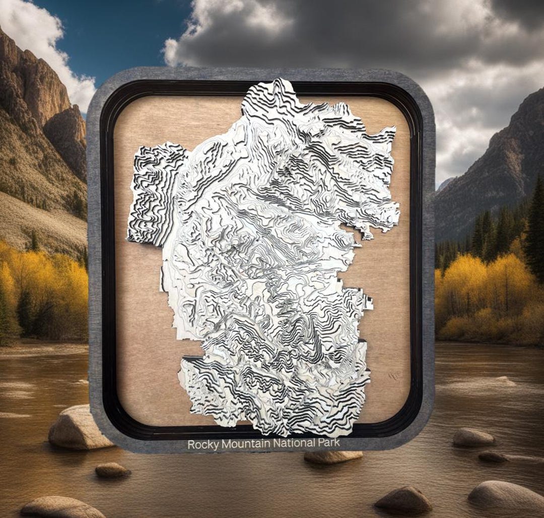 Custom Rocky Mountain National Park Wood Topographic Map - Etsy