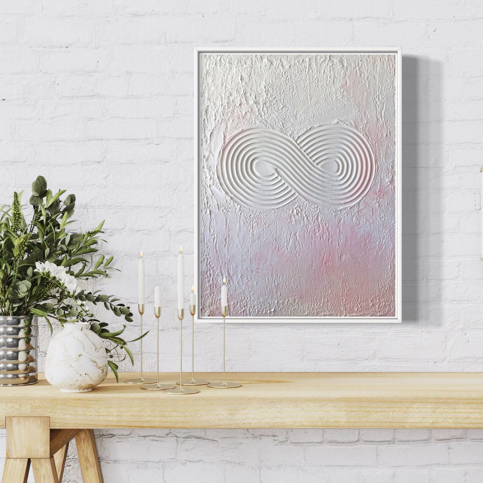 Textured Infinity Symbol Painting: White Abstract Canvas Art - Etsy
