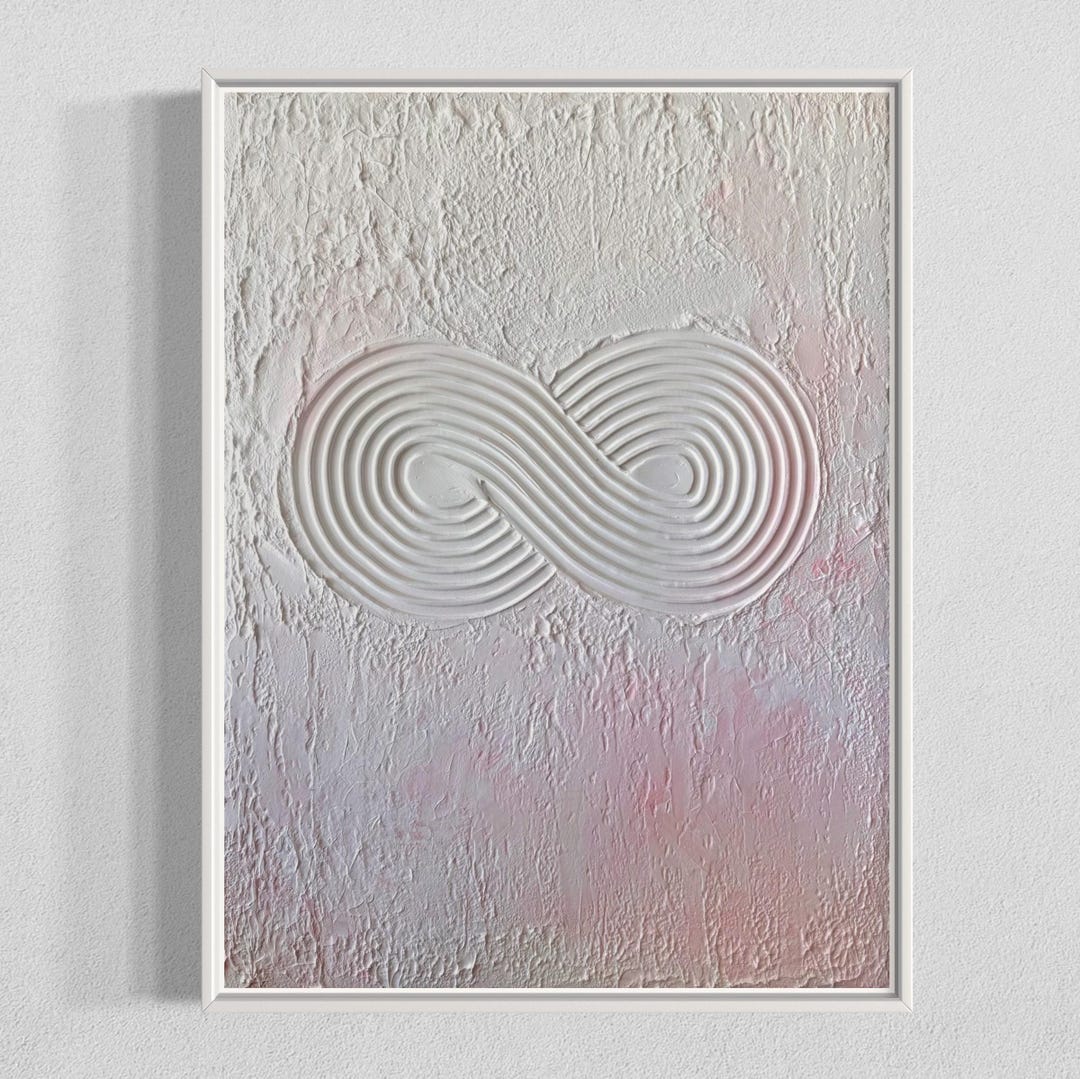 Textured Infinity Symbol Painting |white Abstract Handmade Canvas Art ...