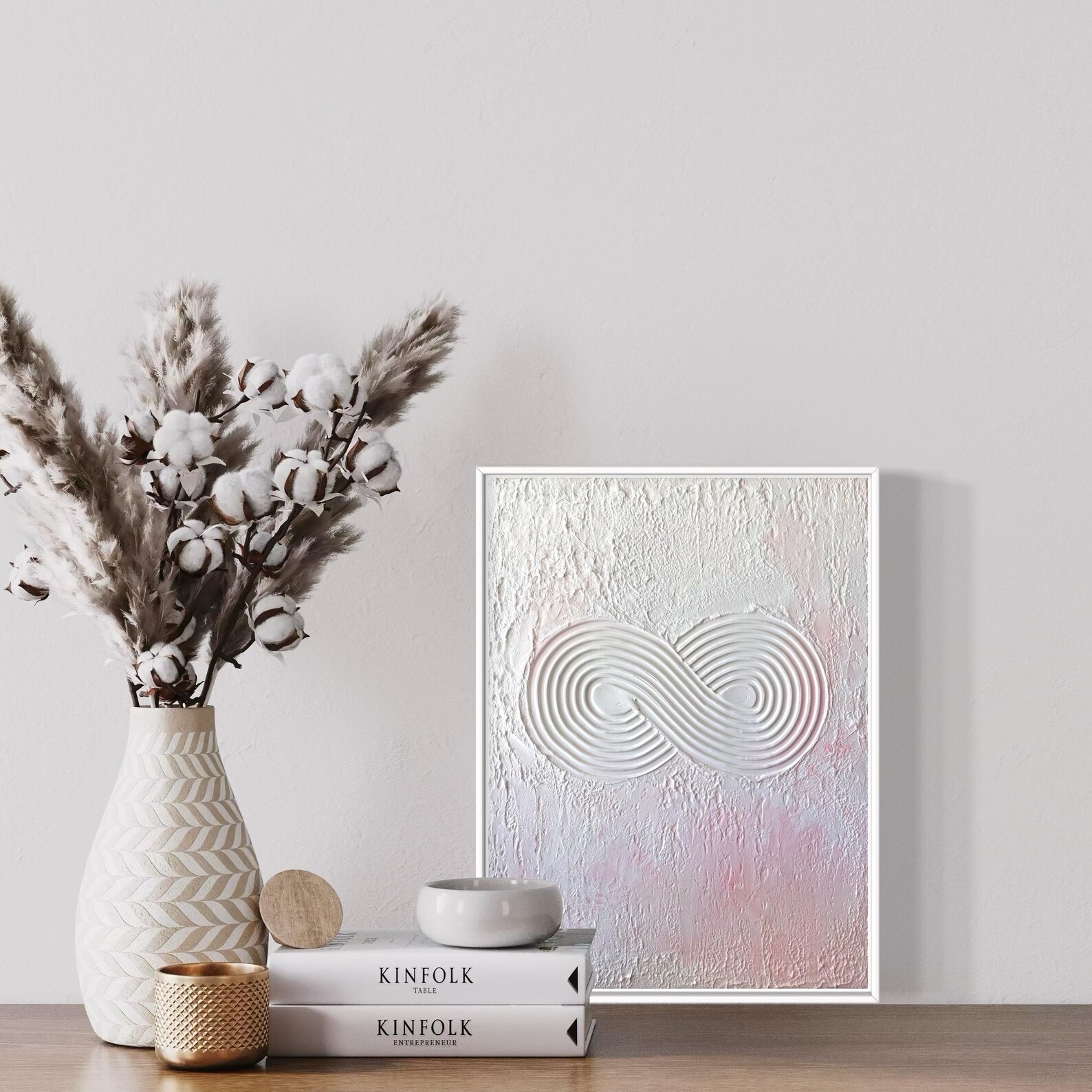 Textured Infinity Symbol Painting: White Abstract Canvas Art - Etsy