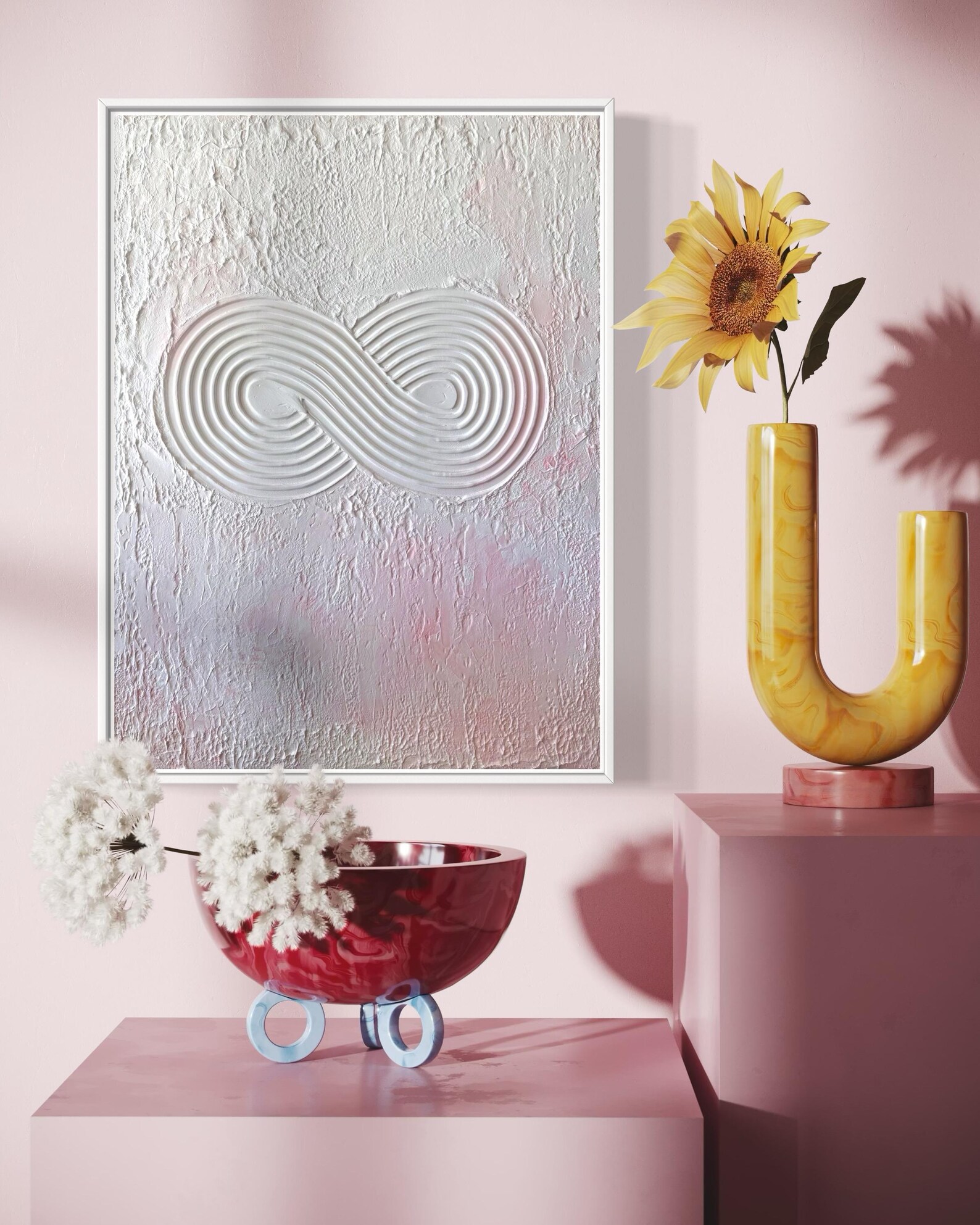 Textured Infinity Symbol Painting: White Abstract Canvas Art - Etsy