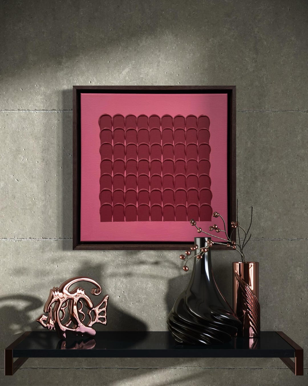 Small Red Textured Wall Art: Wine Color Arches (12x12 In) - Etsy