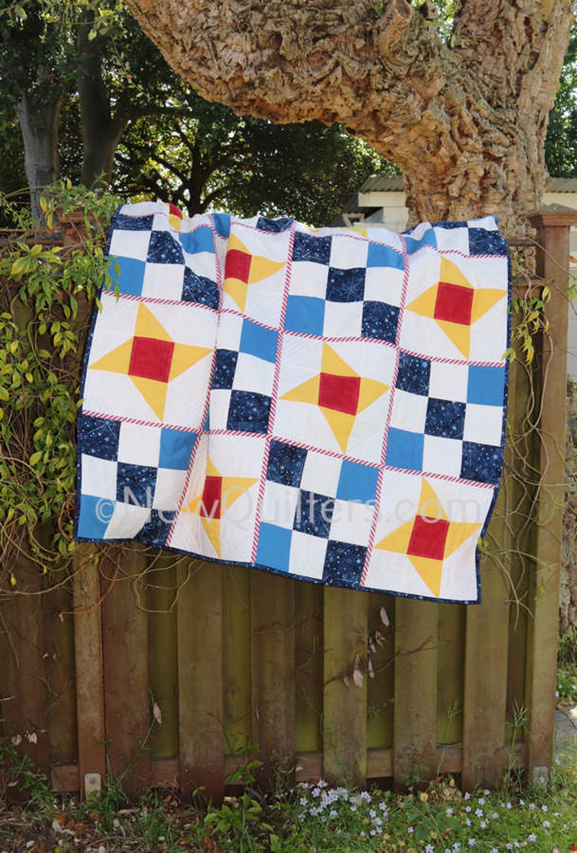 Starry Night | Friendship Star/nine Patch Quilt-as-you-go Pattern | Lap ...