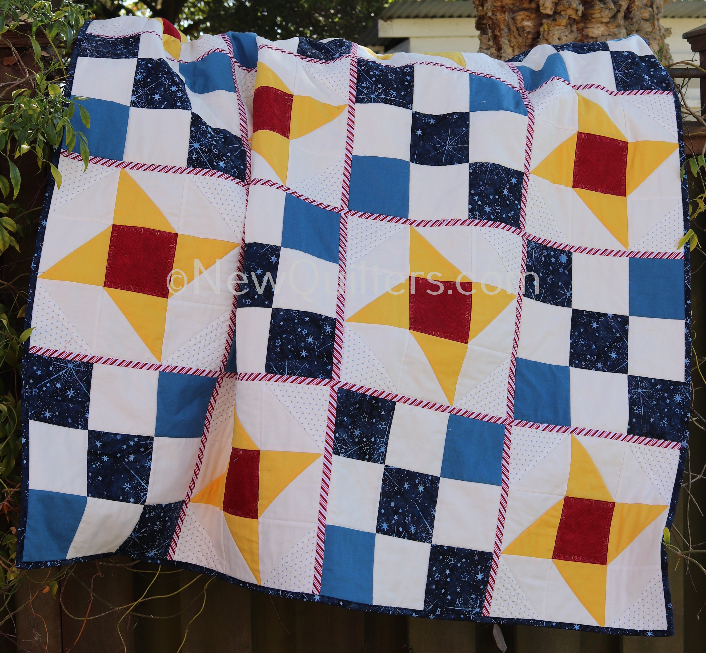Starry Night | Friendship Star/nine Patch Quilt-as-you-go Pattern | Lap ...