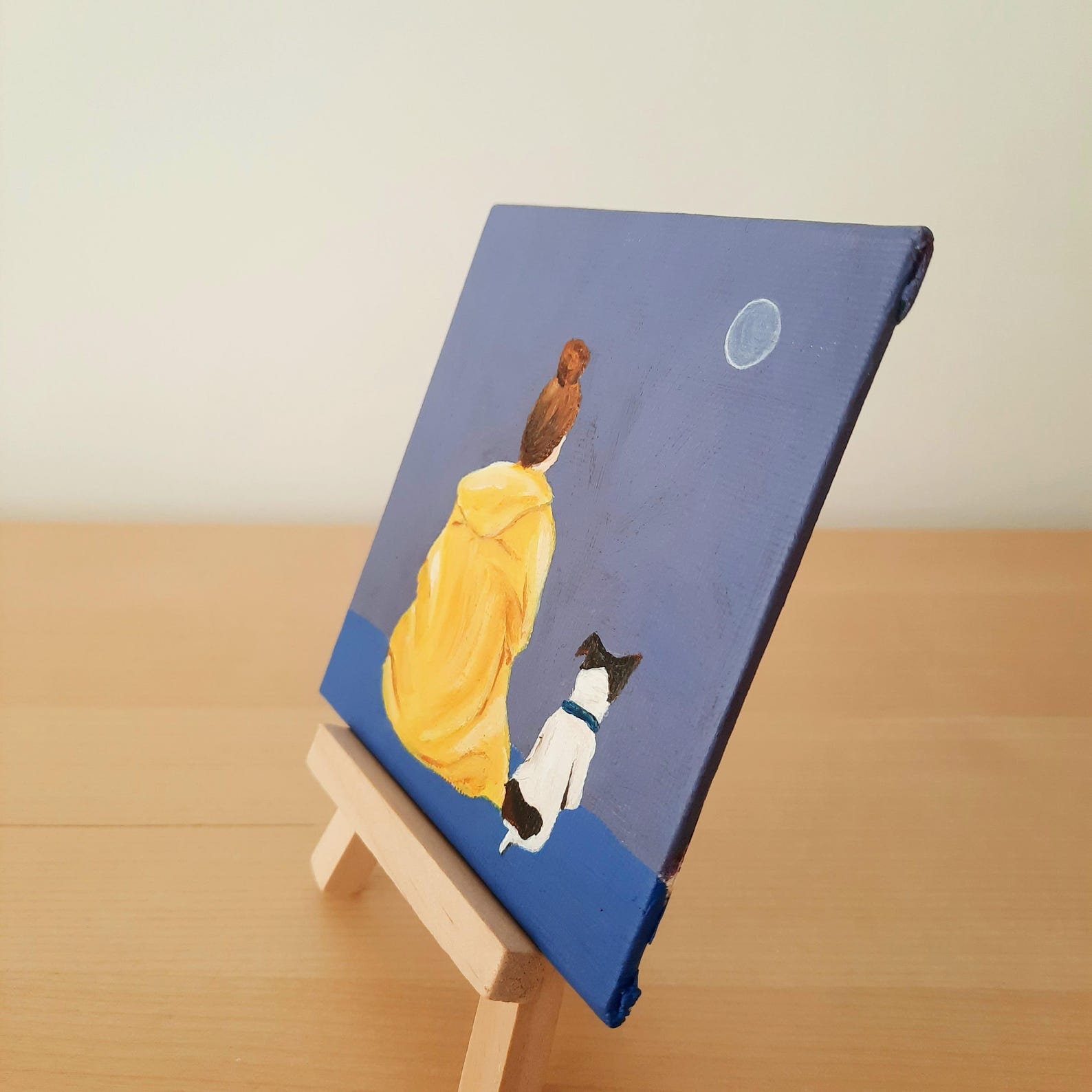 Original Acrylic Painting on Mini Adjustable Wooden Easel, Woman ...