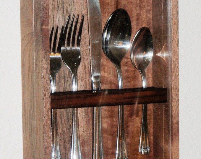 Black Walnut Silverware Display \/ Shadow Box - Etsy