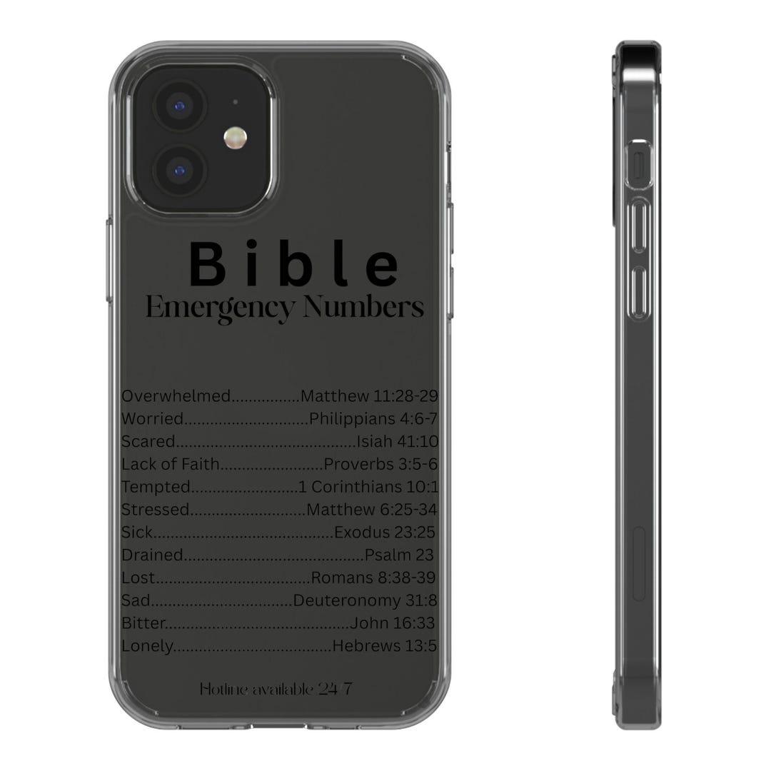 Bible Emergency Numbers Clear Phone Case | Inspirational Christian Gift ...