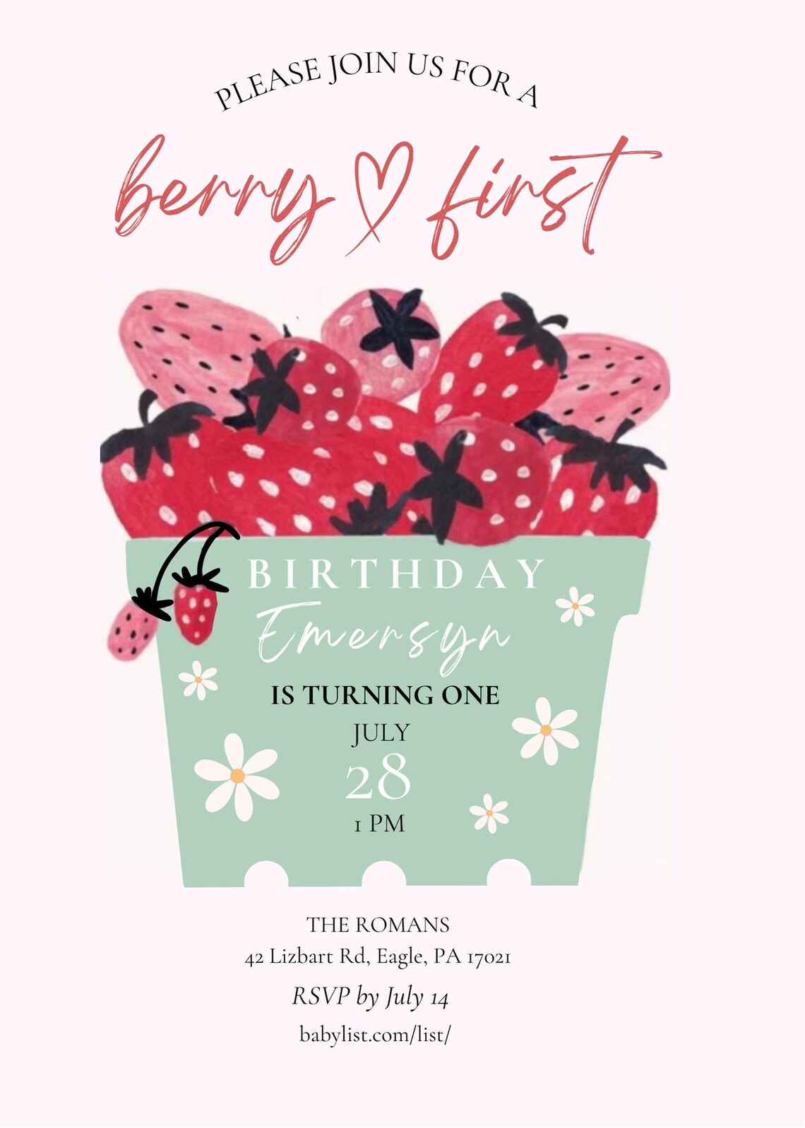 Berry First Birthday Invitation - Etsy