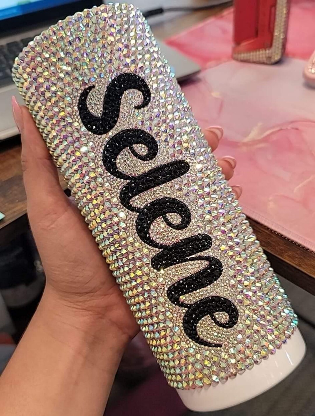 ONE Custom Rhinestone Tumbler 20oz, You Choose Background and ...