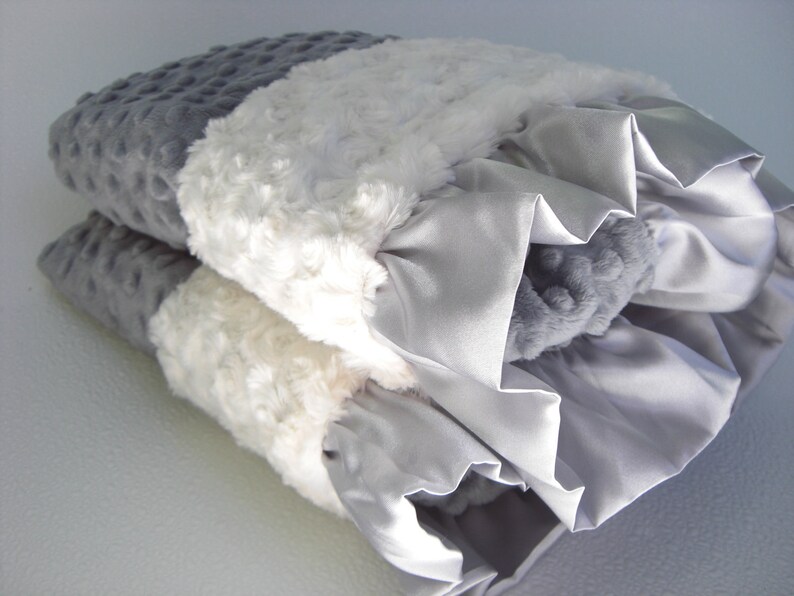 Charcoal Gray and Cream Minky Baby Blanket 3 Sizes | Etsy