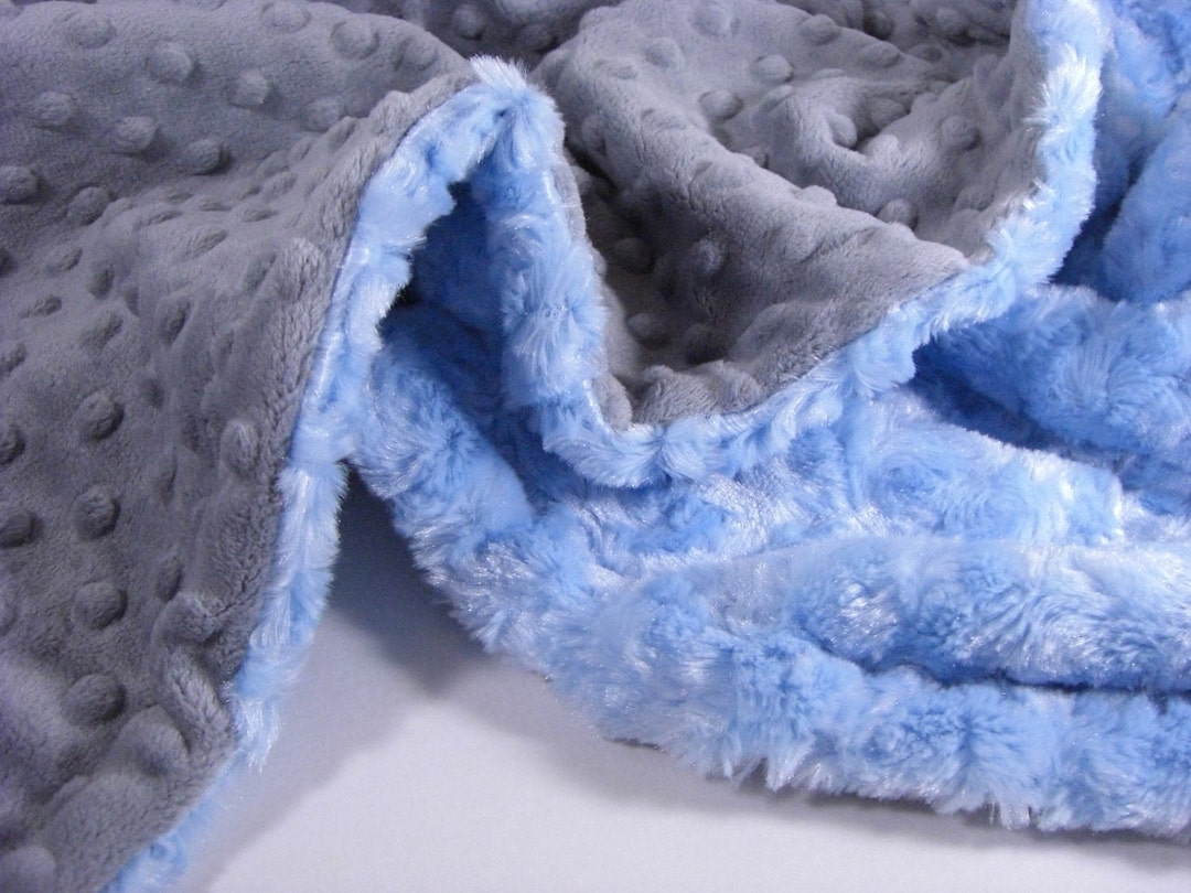 Personalized Blue Swirl Soft Minky, Shown With Charcoal Gray Minky or ...