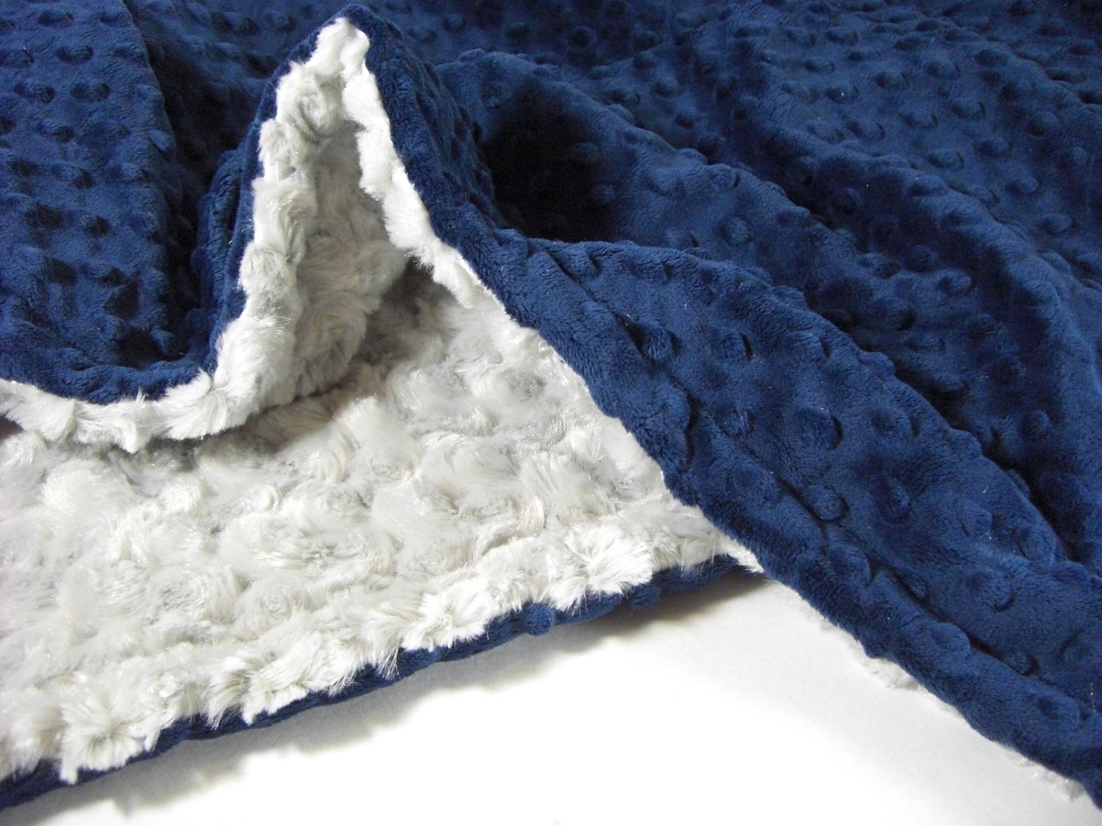 Personalized Navy Blue Minky Dot and Silver Gray Rose Swirl - Etsy