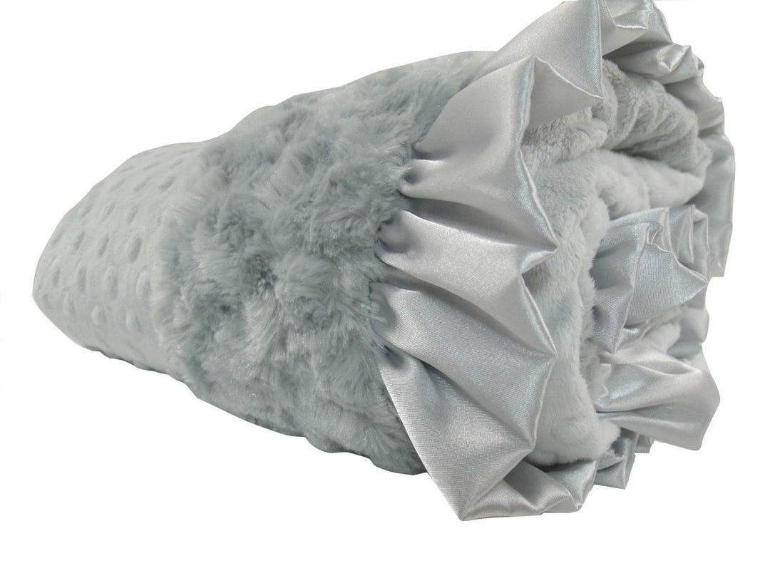 Personalized Silver Gray Minky Dot and Silver Hyde Baby Blanket, 3 ...