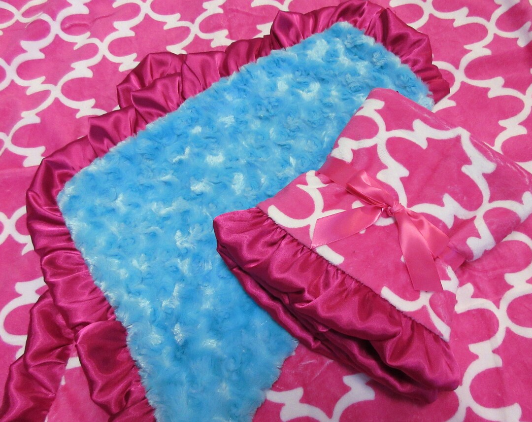 Personalized Fuchsia Hot Pink Swirl and Quatrefoil Print Minky Baby ...