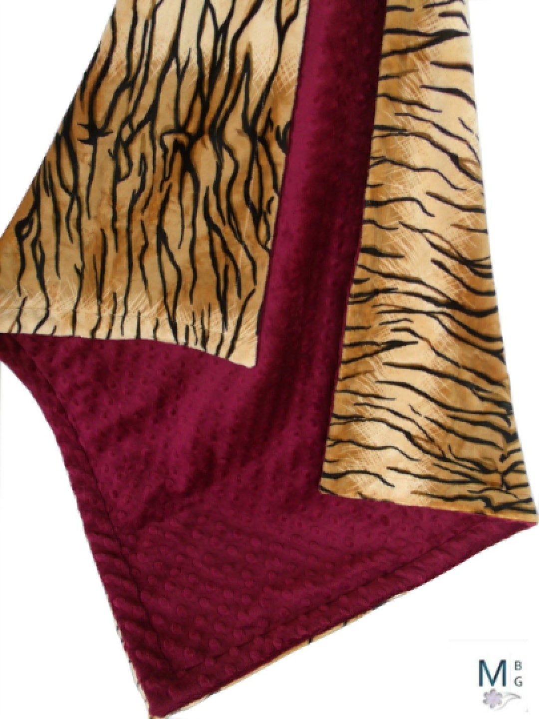 Personalized Minky Baby Blanket in Tiger Print, With Maroon Burgundy ...