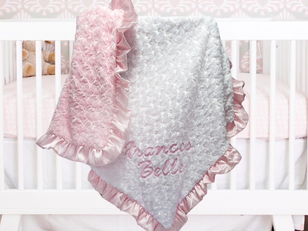 Personalized Pink Minky Swirl With Matching Satin Ruffle, Brittney Font ...